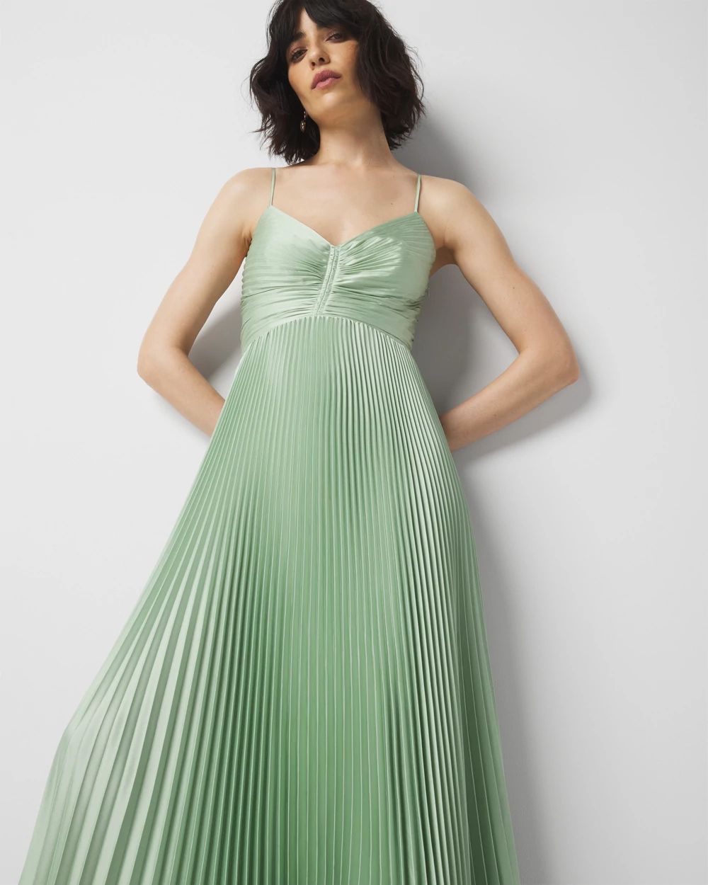 Satin Pleated Maxi Dress | White House Black Market